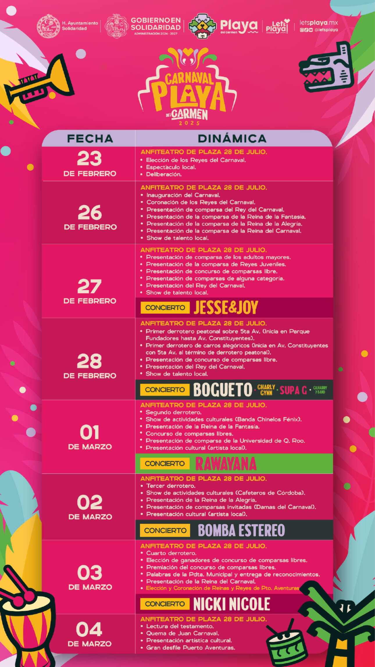 Carnaval de Playa del Carmen 2025: Fechas, Eventos y Artistas